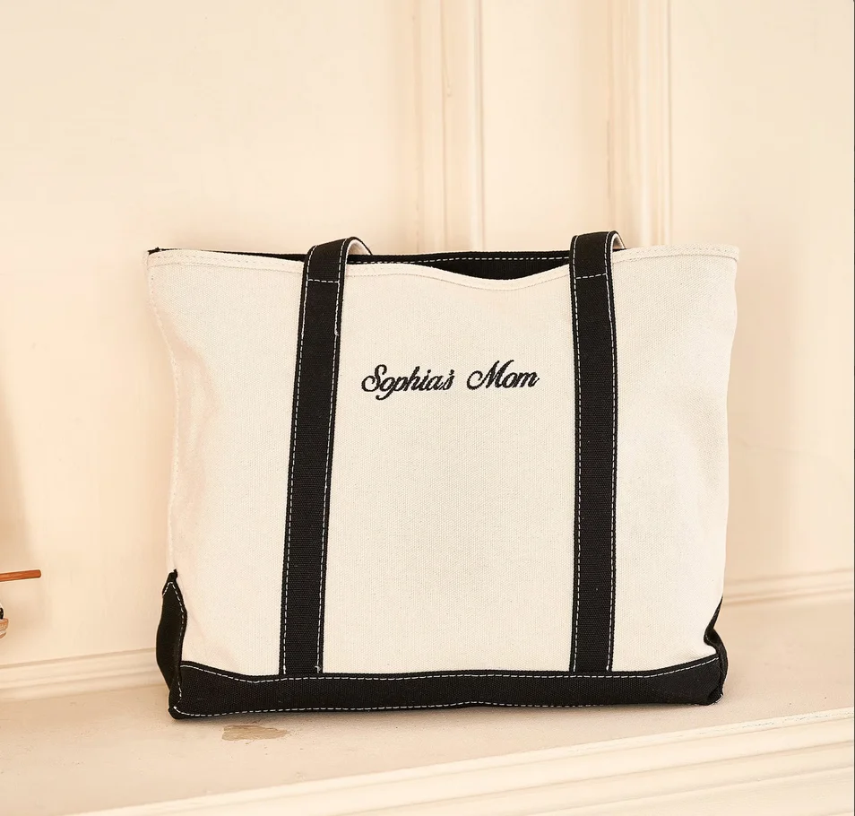 Custom Boat Tote Bag with Zip, Personalized Canvas Tote Bag, Canvas ...