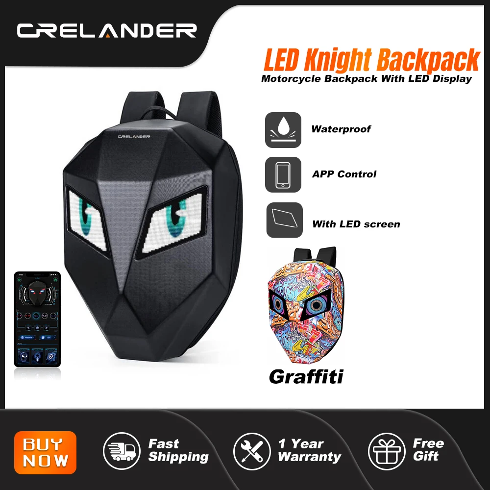 CRELANDER-LED-Knight-Backpack-Waterproof-Hard-Shell-Travel-Bag-Laptop ...
