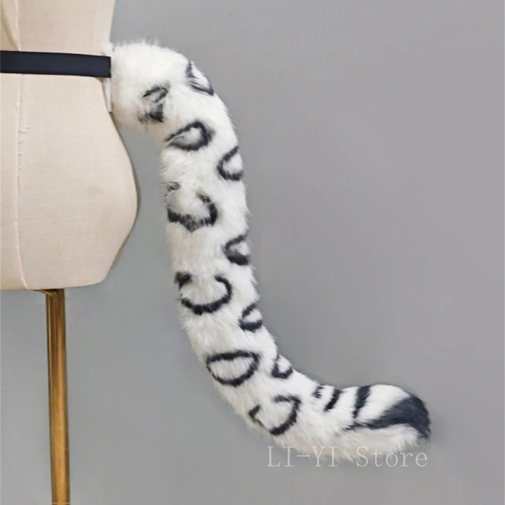 80cm Snow Leopard Tail Plush Furry Cosplay Prop, Fluffy Animal Tail ...