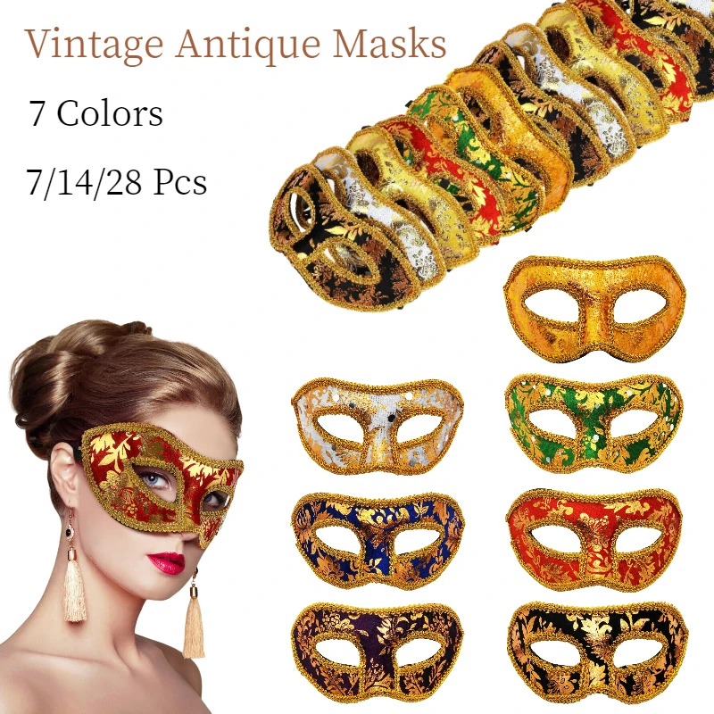 7-14-28Pcs-Mardi-Gras-Carnival-Mask-Venetian-Masks-Vintage-Antique ...