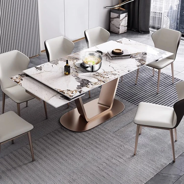 Telescopic Folding Dining Table with Stainless Steel Base – Assorted ...