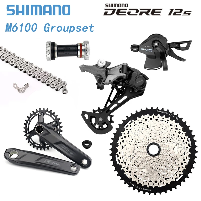 Shimano deore m6100 12s groupset bicicleta desviador shift m5100 cárter kmc x12 corrente cassete ...