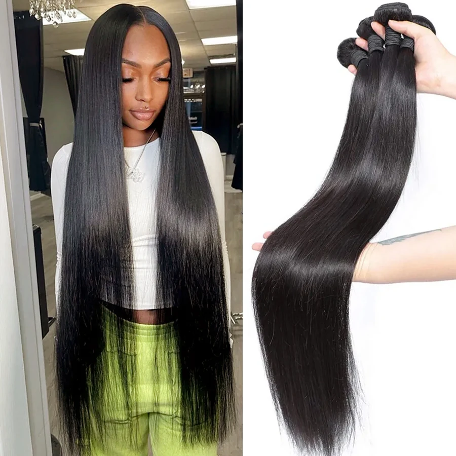 Cosdelu 30 32 Inch Bone Straight Weave Bundle Human Hair Brazilian ...
