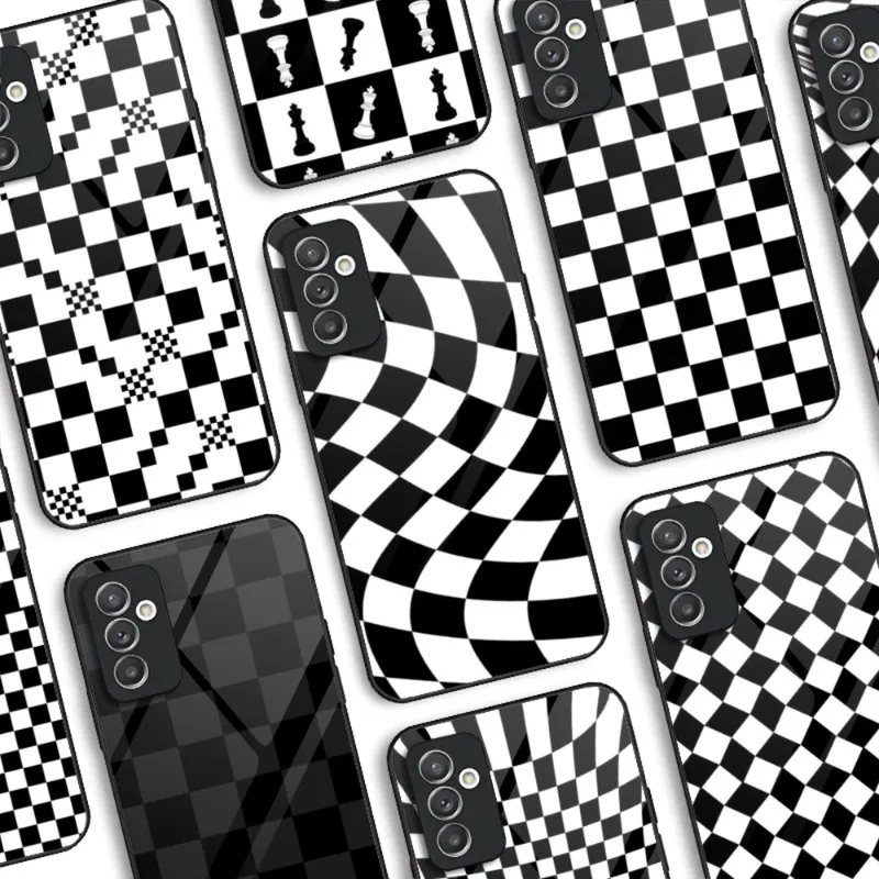 Checkerboard-Checkered-Chess-Board-Phone-Case-Glass-For-Samsung-A51-A22 ...