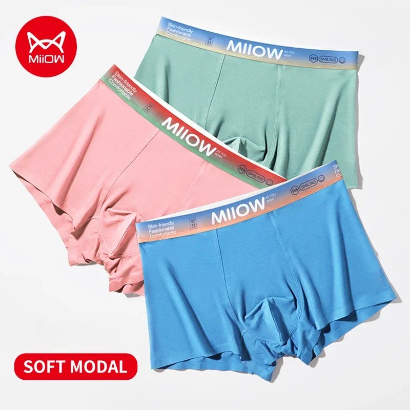 MiiOW Man Underwear Soft Modal Boxershort Male 7A Antibacterial Cotton ...