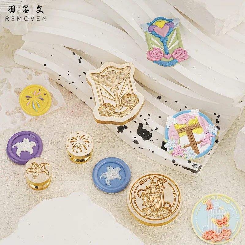 3D-Multilayer-Wax-Seal-Stamp-Maple-Leaf-Scepter-Flower-Record-A-Copper ...