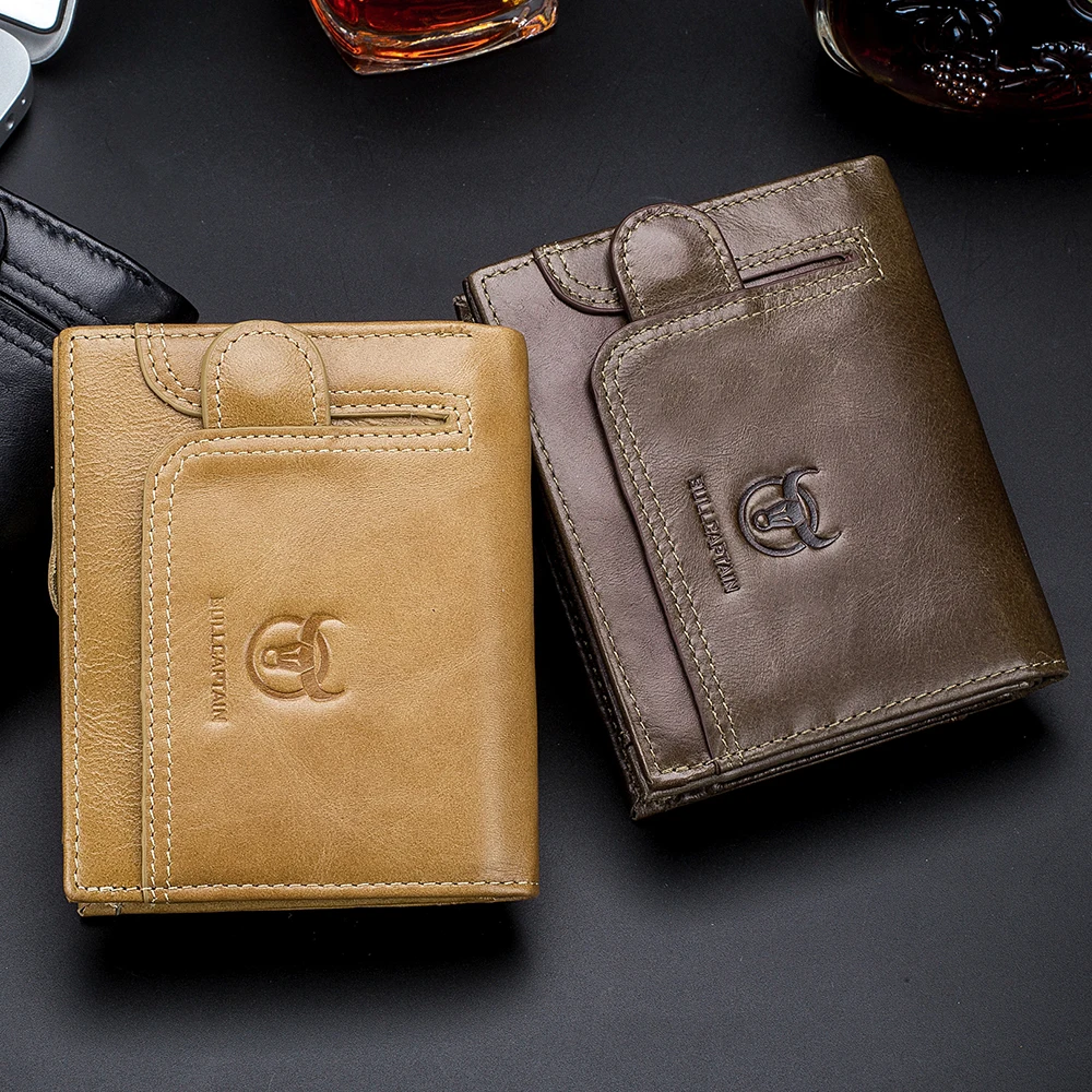 Cartera-plegable-de-cuero-genuino-con-cremallera-para-hombre-billetera ...