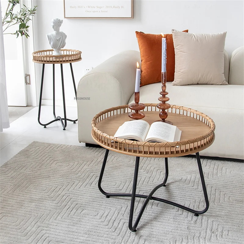 Unique Round Rattan Japanese Style Dining Table