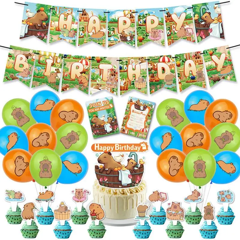 Capivara-Pastel-Decora-o-Kit-Decora-es-De-Festa-De-Anivers-rio-Fundo-De ...