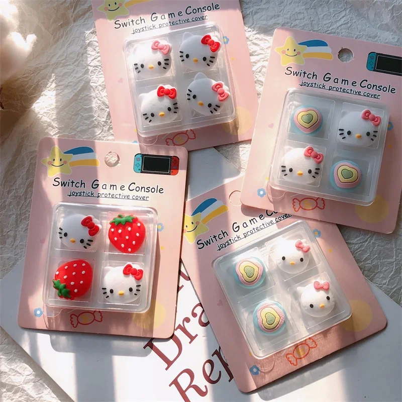 4PCS-Set-Hello-Kittys-Cute-Silicone-Joycon-Thumb-Stick-Grip-Cap ...