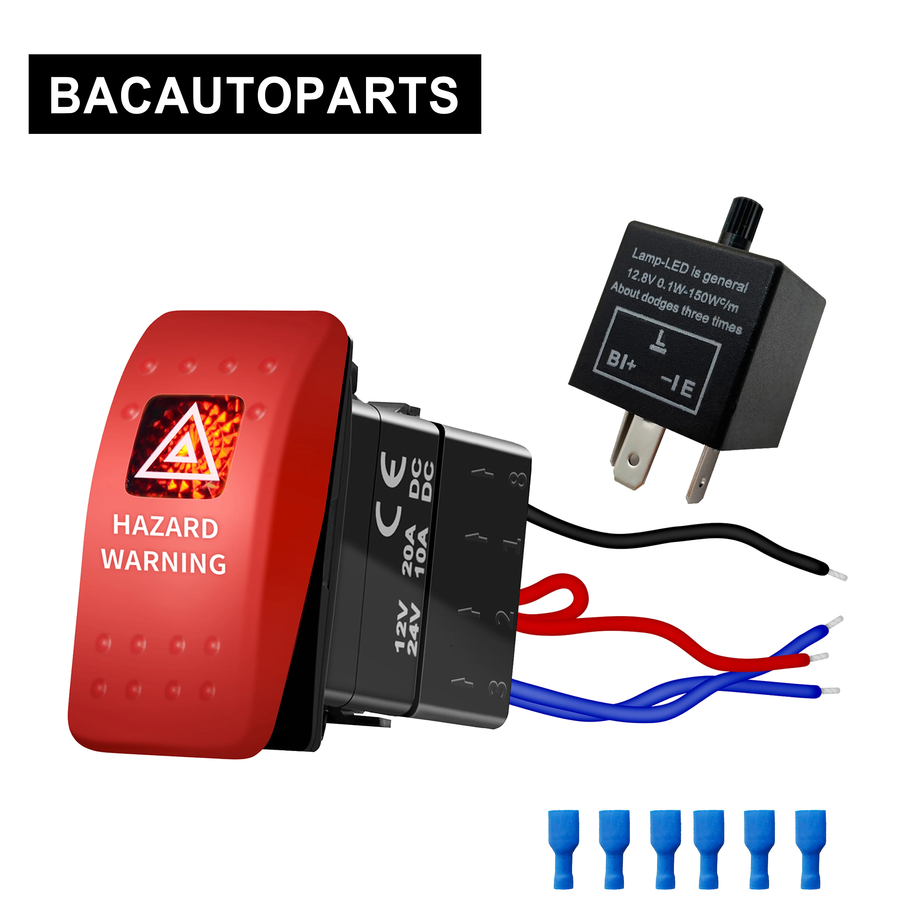 Red-Led-Hazard-Warning-Flashing-Light-Rocker-Switch-with-Wire-Connector ...