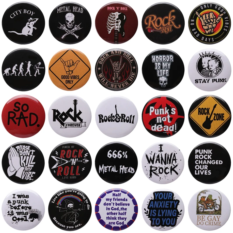 Creative Punk Ghost Dark Skull Tinplate Round Pins Rock Music Guitar ...