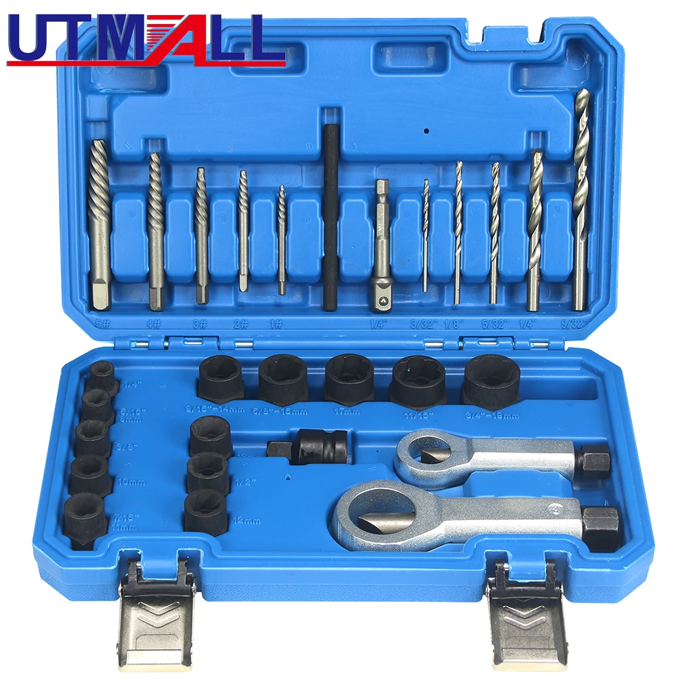 UTMALL 28Pcs Damaged Nut Screw Remover Set Broken Nut Bolt Extractor ...