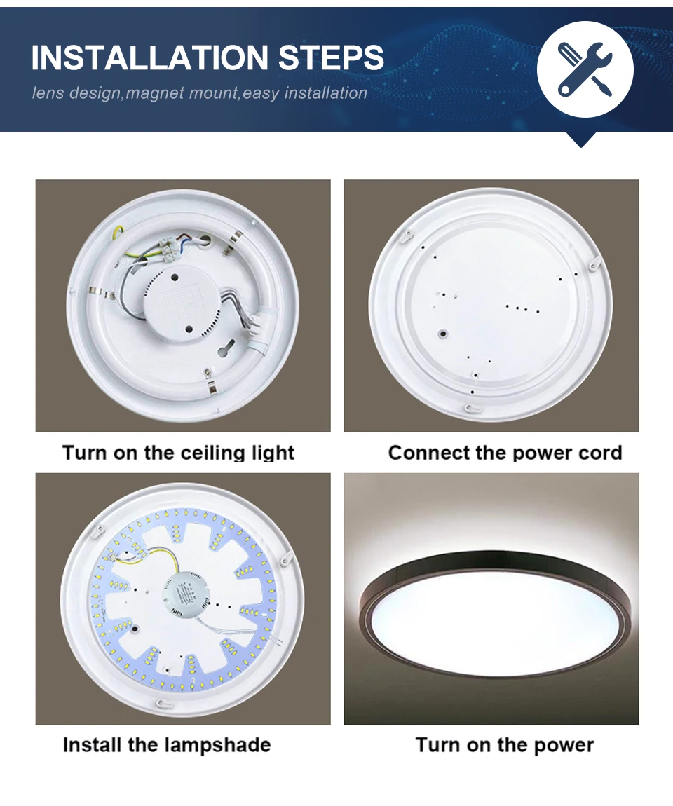 12w Ykq Plafonnier LED Tech avec télécommande ventilateur anneau rond panneau LED de ...