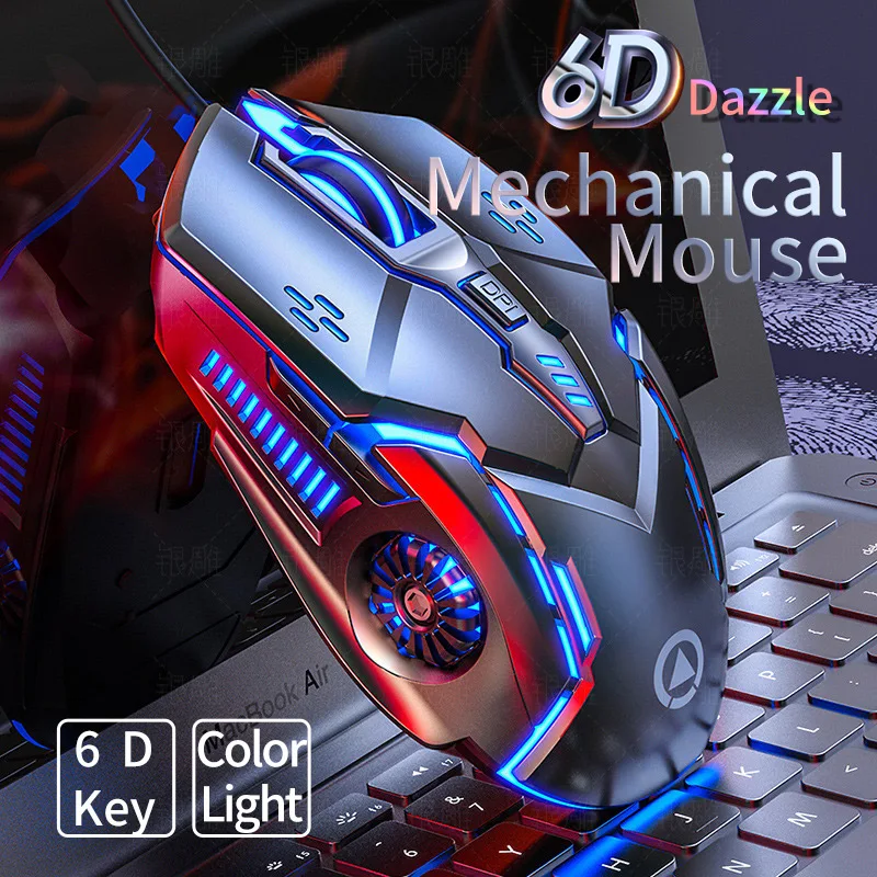 Profissional-Wired-Gaming-Mouse-6-Bot-o-colorido-LED-Optical-USB-Mouse ...