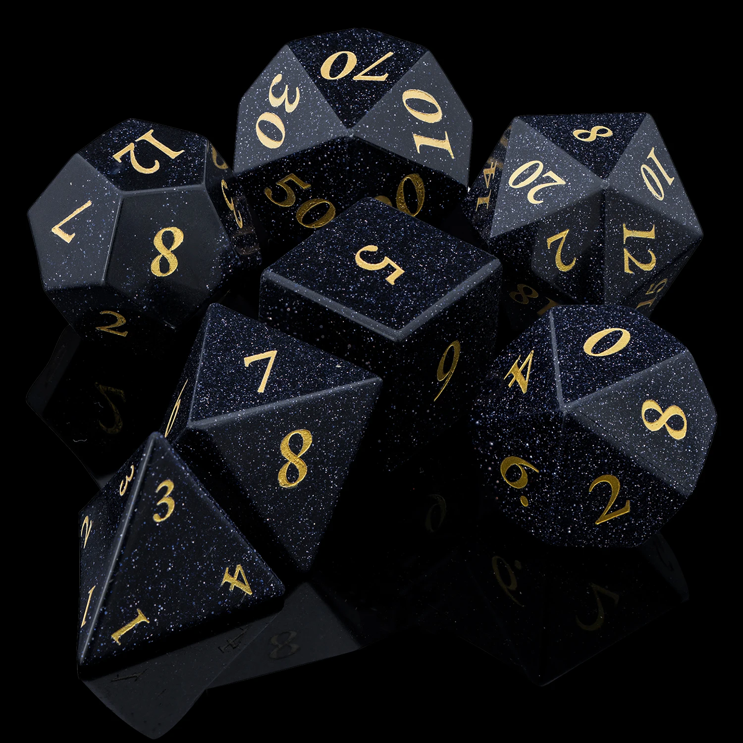 Dnd Black Sharp Edge Polyhedral Crystal Stone&gem D And D Dice Set For ...