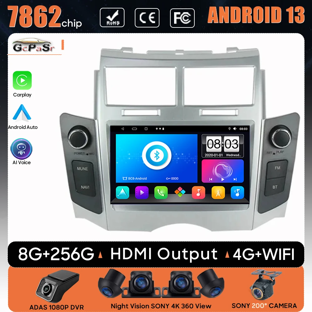 Car-Radio-Android-13-For-TOYOTA-YARIS-2005-2011-Navigation-GPS-Android ...