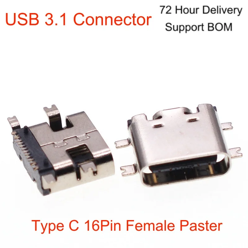 Micro-USB-3-1-Female-Connector-Socket-Type-C-16pin-SMD-for-PCB-Design ...