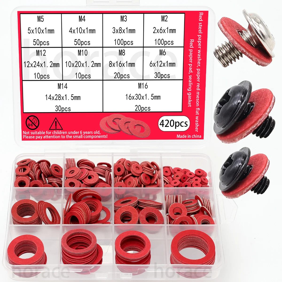 420 Red Steel Paper Washers - M2-M16 Paper Washers, Red Paper Gaskets ...