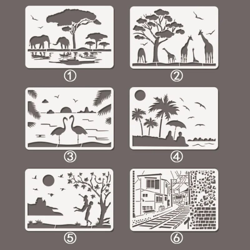 Exotic Landscape Stencils DIY Layering Wall Scrapbooking Journal Stamp ...
