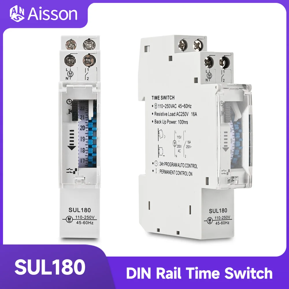 SUL180-DIN-Rail-Time-Switch-Mechanical-Timer-Switch-24-Hours ...