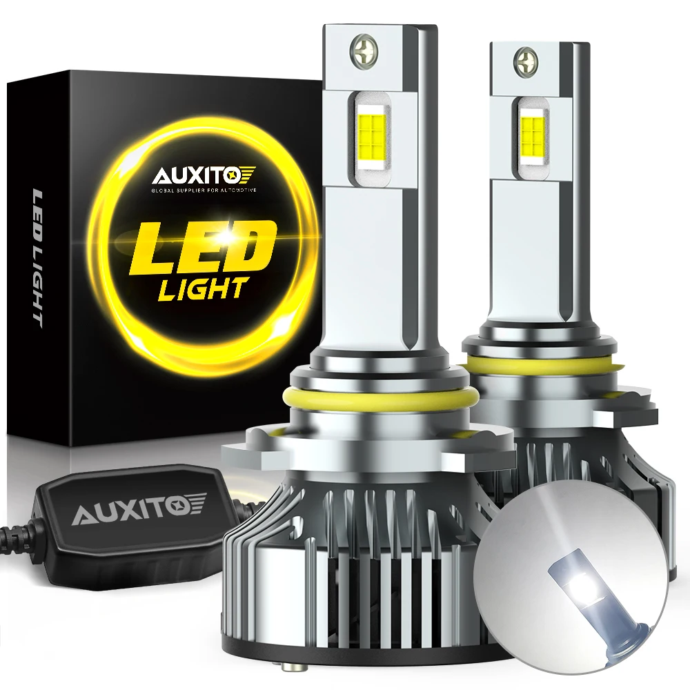 AUXITO 2Pcs Y19 Series 9005 HB3 LED Headlight Bulbs Canbus 25000LM 100W Super Bright 6500K White ...