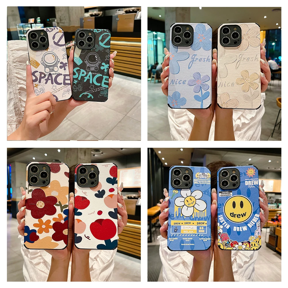 Fashion-Spaceman-Floral-Case-Soft-Leather-Cover-for-OPPO-A74-A94-A95 ...