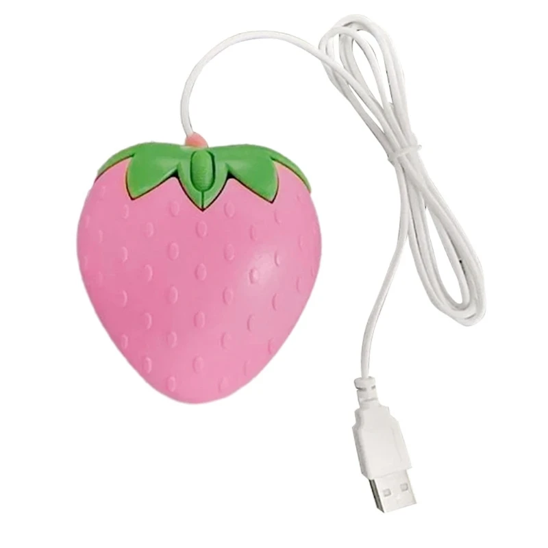 New-USB-Cord-Mouse-Pink-Strawberry-Small-Optical-PC-Computer-Game-Mouse ...
