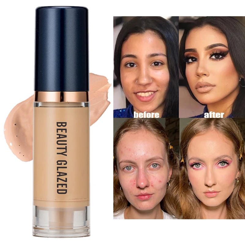 6 Colors Matte Liquid Foundation Waterproof Full Coverage Acne ...