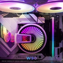 Alseye W90 CPU Cooler PWM 4 Pin Fan 90 mm ARGB Lighting Display preciso ...