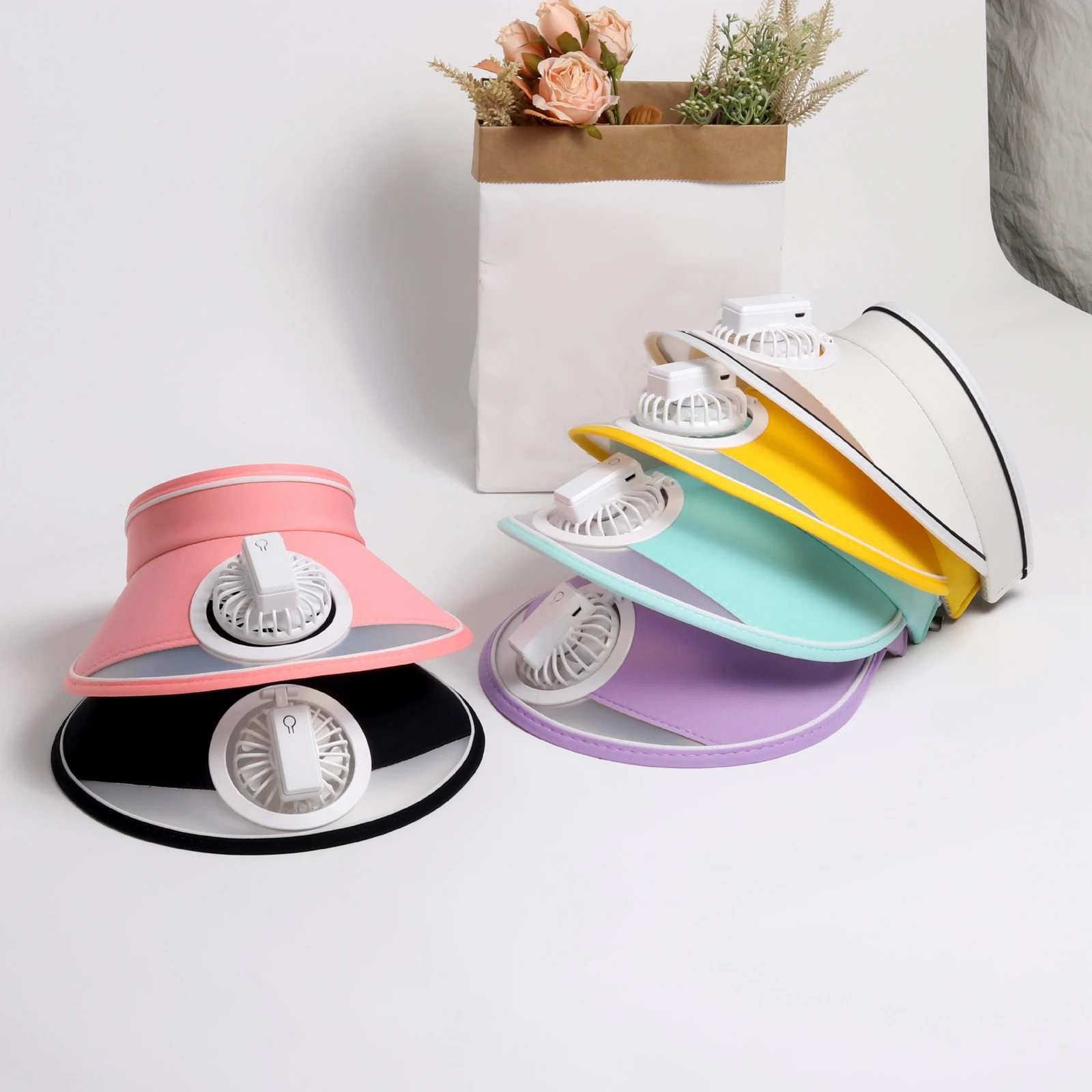 Summer-Sun-Hat-Cooling-Fan-Hat-USB-Rechargeable-Fan-Hat-Sun-Visor-Hat ...