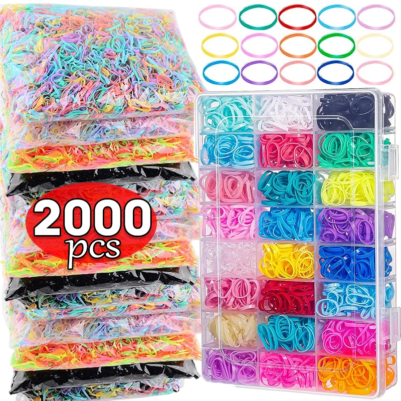 1000-2000Pcs-Colorful-Disposable-Hair-Bands-Girls-Elastic-Rubber-Band ...