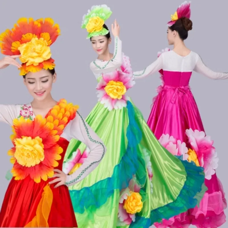 360-Degree-Spanish-Bullfight-Belly-Dance-Dress-Skirt-Long-Robe-Flamenco ...