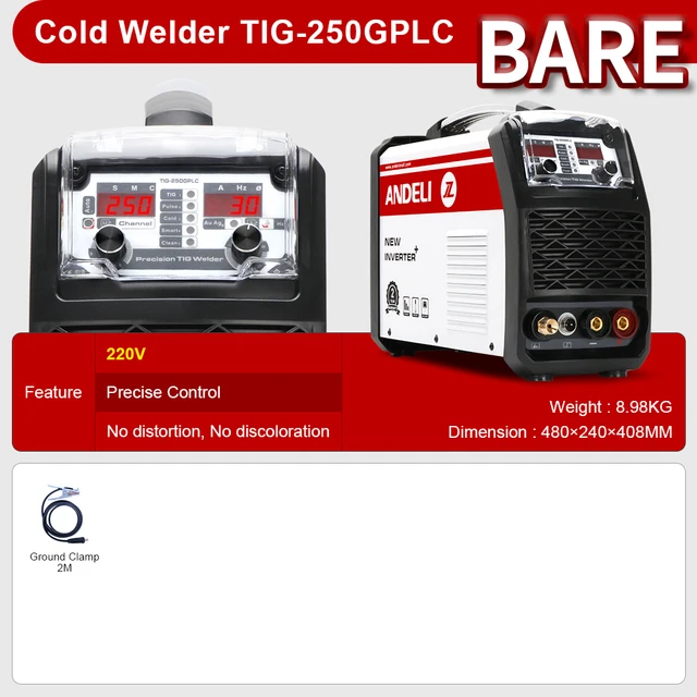 ANDELI 110V/220V Cold Welding Machine TIG-250GPLC 5 in 1 TIG COLD PULSE ...