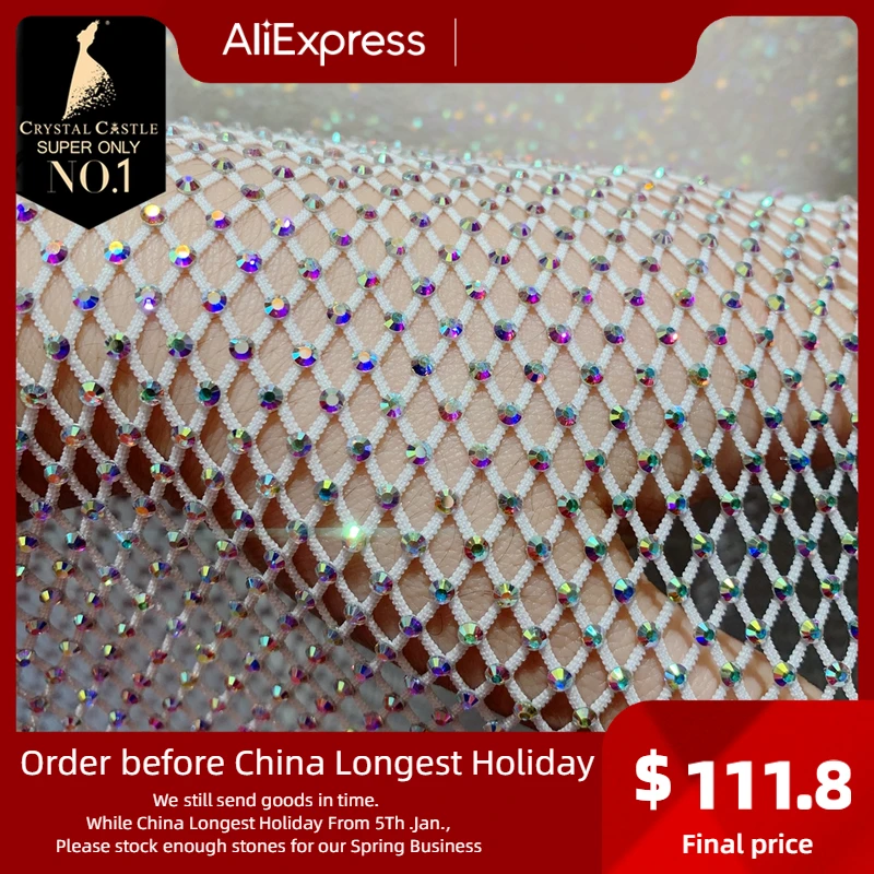 Crystal Castle Big Size 2yard Diamond Net White AB Stones Strass Mesh ...