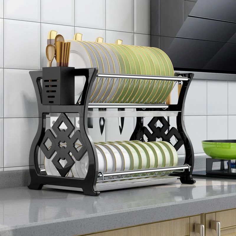 Punch-Free-Bowl-Storage-Rack-Kitchen-Dish-Tableware-Rack-Metal-Assemble ...