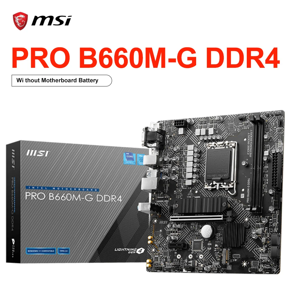 MSI PRO B660M G DDR4 New Motherboard 4600 MHz(OC) 64GB M.2 SATA III Intel 12th Gen Core LGA 1700 ...