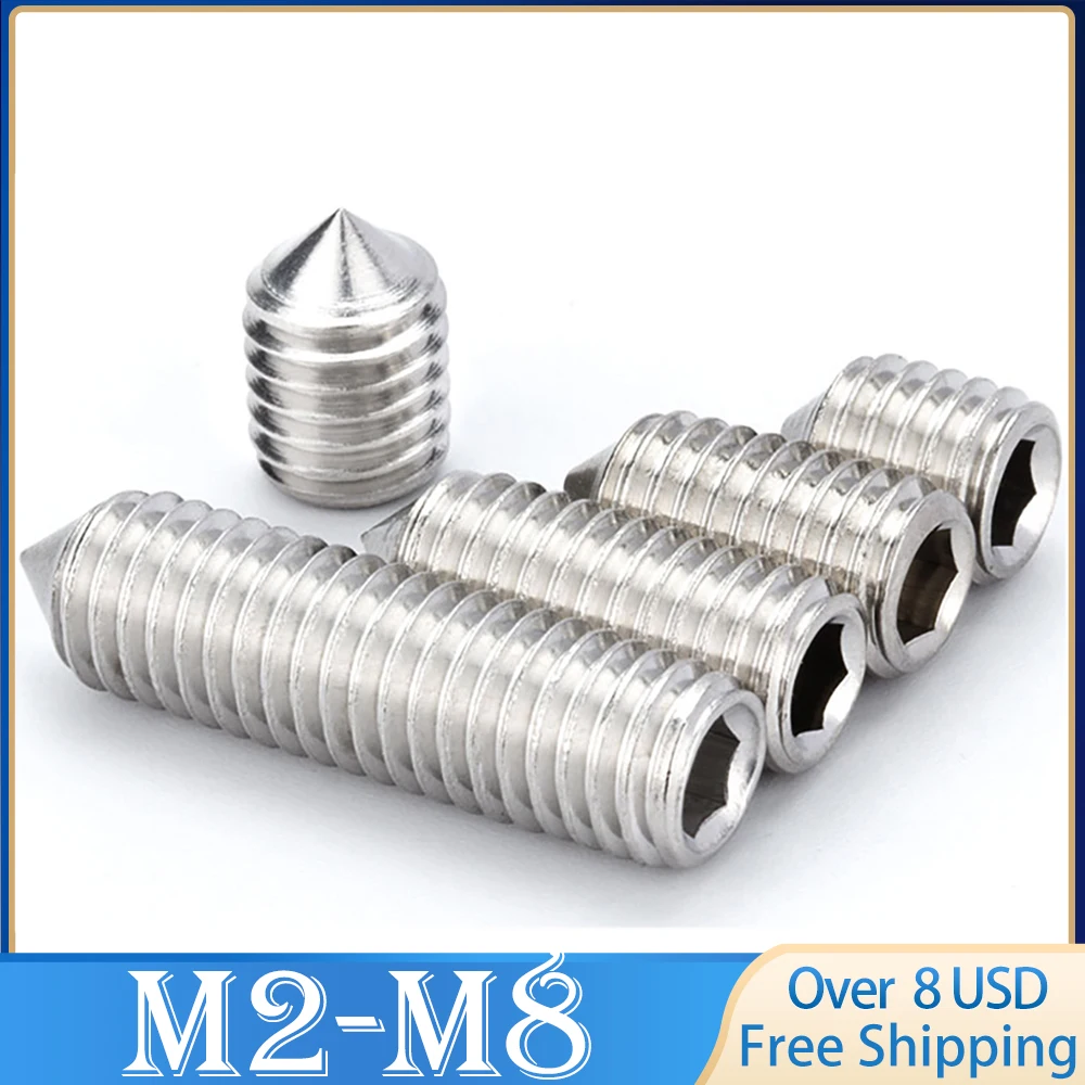 100pcs-Hex-Hexagon-Socket-Set-Screw-Cone-Point-Grub-Screw-M2-M2-5-M3-M4 ...