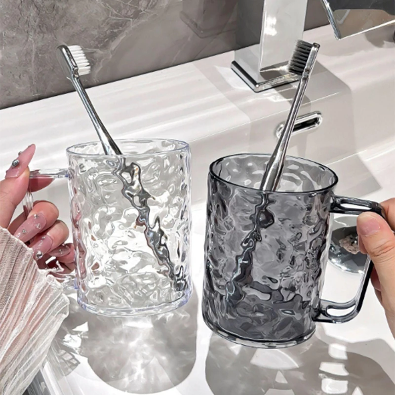 Plastic-Mouthwash-Toothbrush-Cup-With-Handle-Home-Bathroom-Tumblers ...
