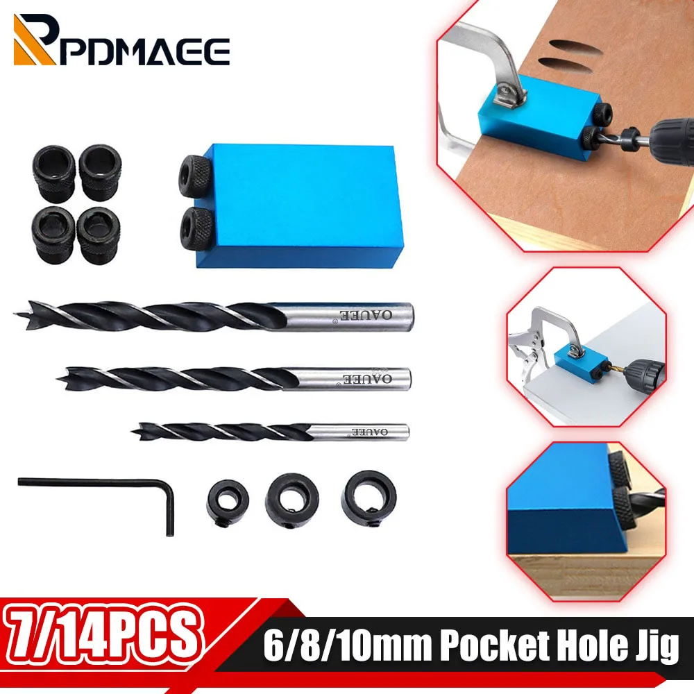 6-8-10mm-Pocket-Hole-Jig-Kit-15-Degree-Angle-Drill-Guide-For ...