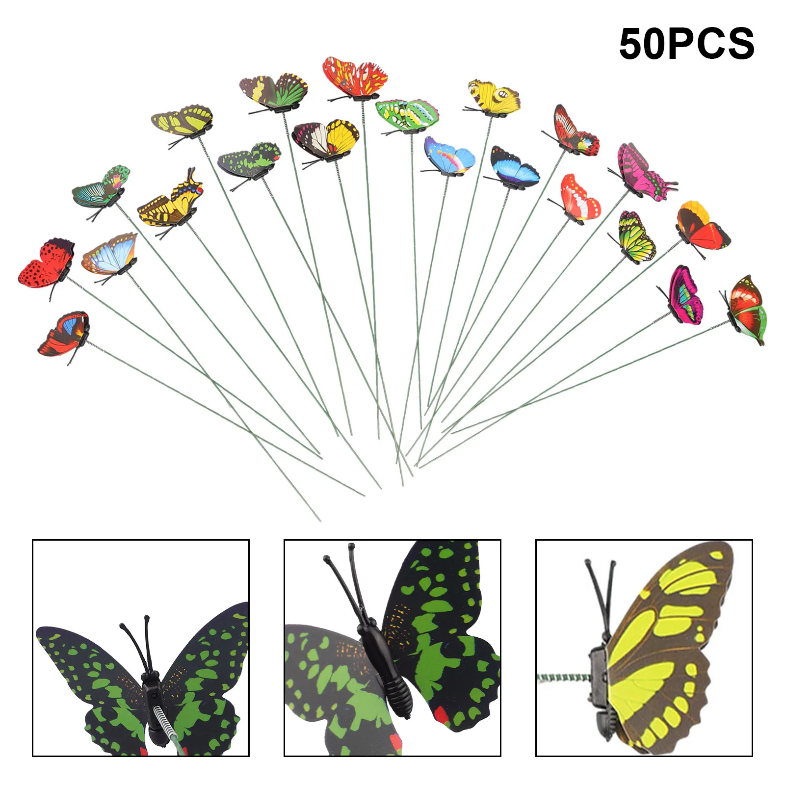50Pcs Bunch Of Butterflies Garden Yard Planters Arrangement Colorful ...