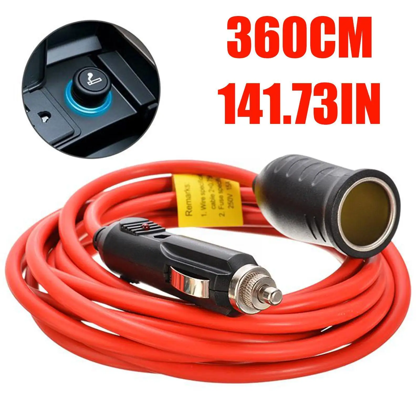 3-6m-12v-24v-15a-Car-Cigarette-Lighter-Extension-Cord-Socket-Styling ...