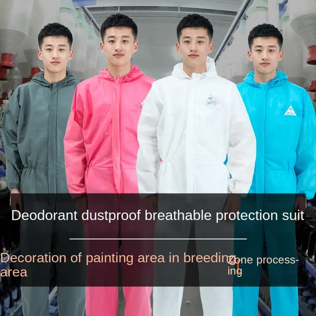 One-piece isolation dust-proof suit with cap Breathable breeding ...