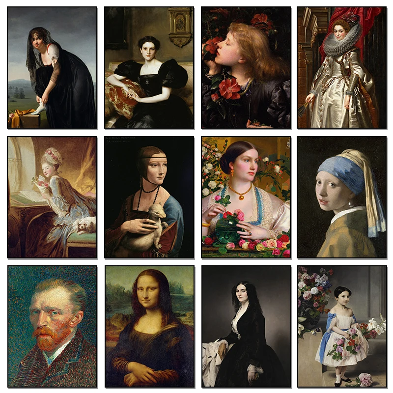 Vintage Van Gogh Mona Lisa Famous Figure Portrait Poster and Print ...