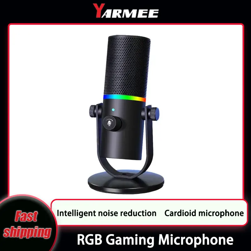 YARMEE USB Gaming Microphone Professional Intelligent Noise Reduction ...