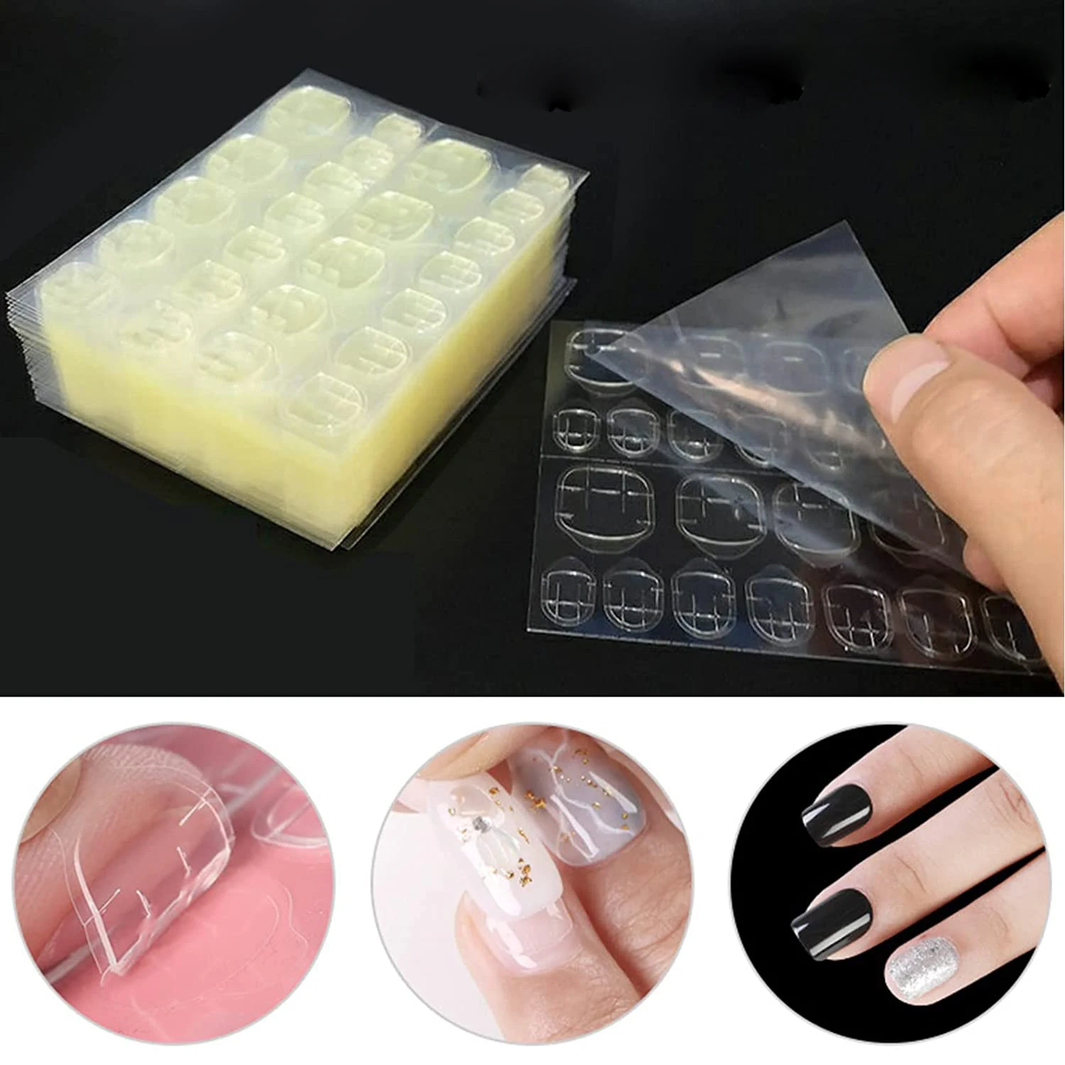 Jelly Gel Glue Nail Sticker Transparent Yellow Double Sided Flexible ...