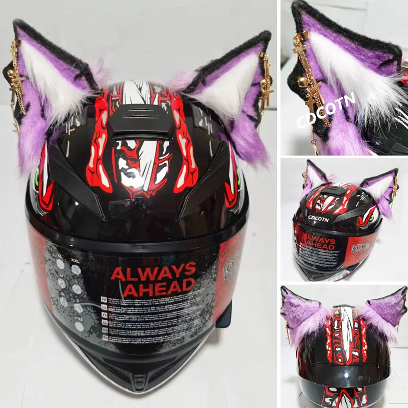 3D Plush Animal Ears Devil Bat Motorcycle Electric Helmet Decoration ...