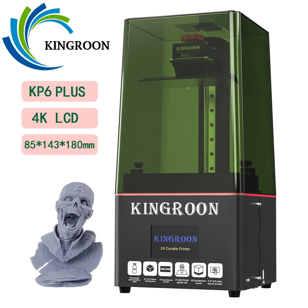 KINGROON KP6 Mono KP6 PLUS 4K LCD 3D 프린터, UV 레진 프린터 6.08 인치 2K 흑백 스크린 ...