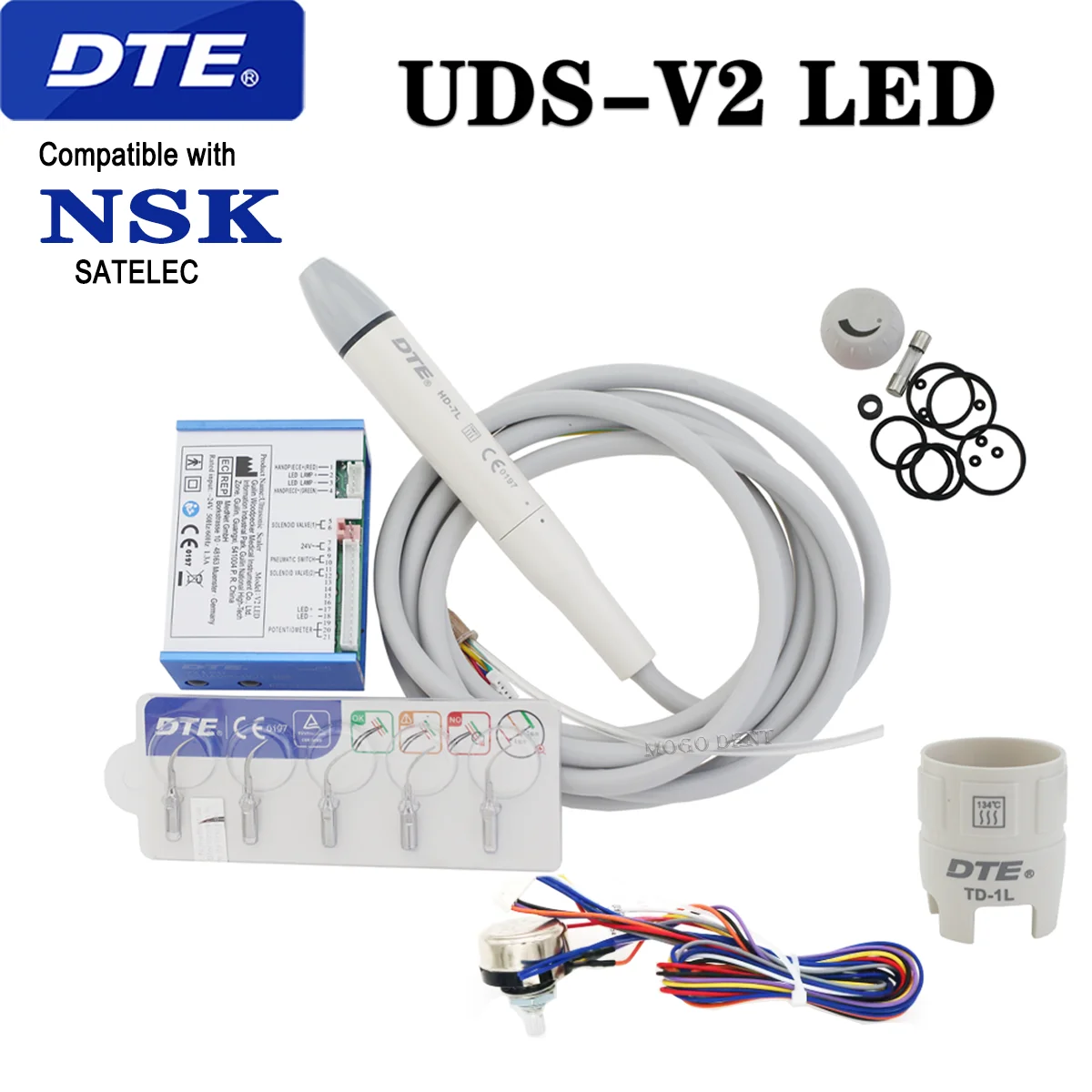 Стоматологический ультразвуковой скалер Woodpecker DTE, встроенный UDS V2/V3, светодиодный ...