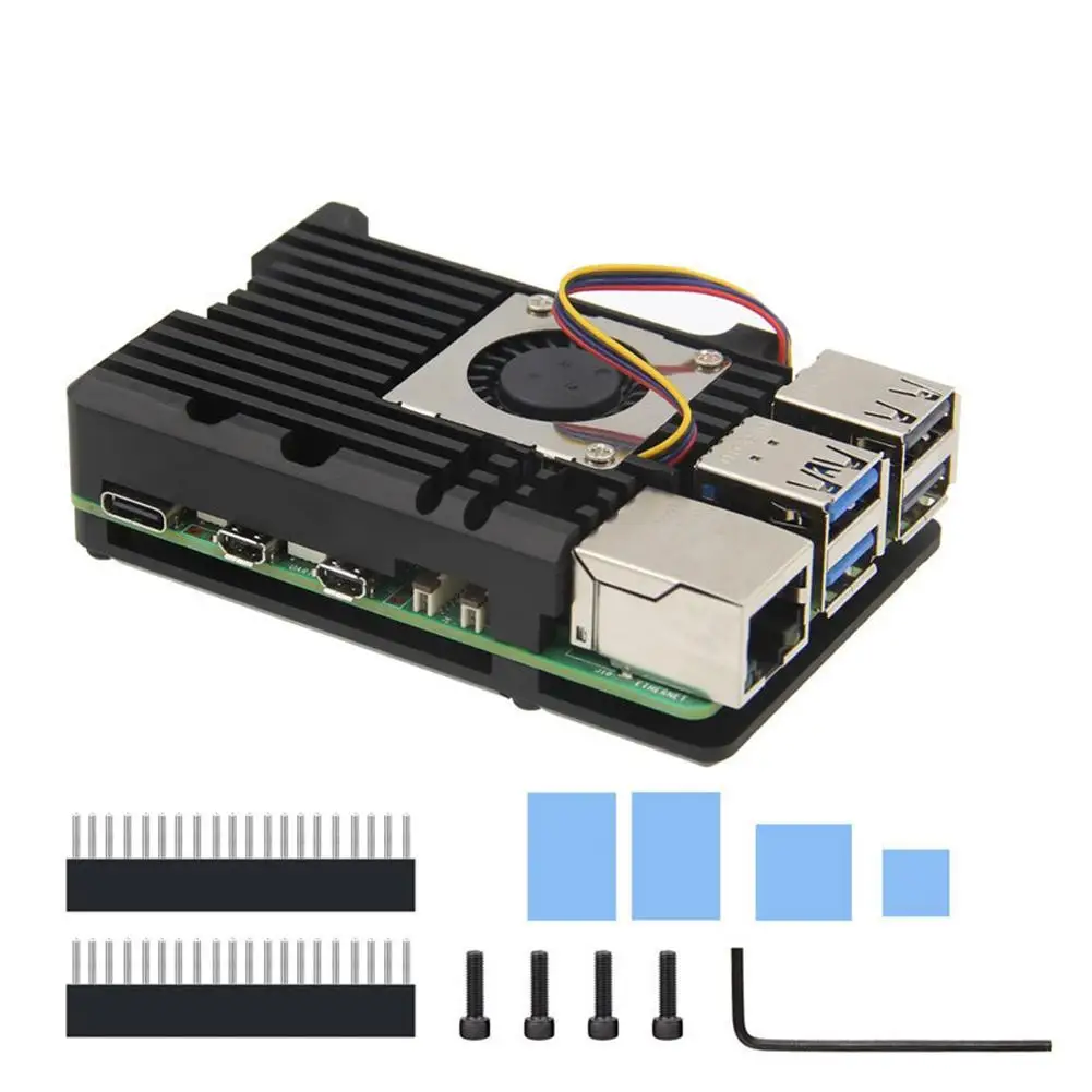 For-Raspberry-Pi-5-Aluminum-Alloy-Case-Shell-With-Radial-Blower-Fan-For ...